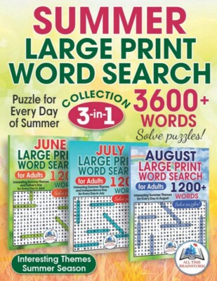 Summer Large Print Word Search 3600+ Words 3-in-1 Puzzle Collection | eBay