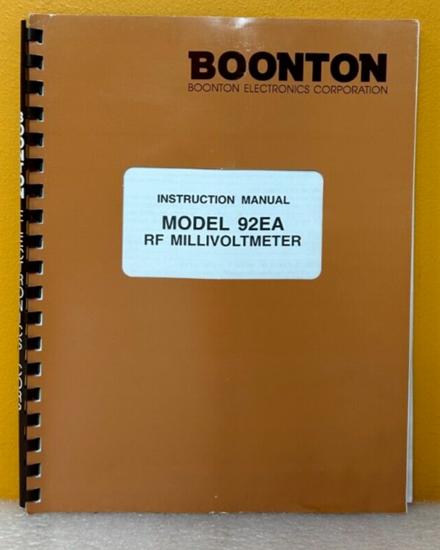 Boonton Electronics 98201600C Model 92EA RF Millivoltmeter Instruction ...