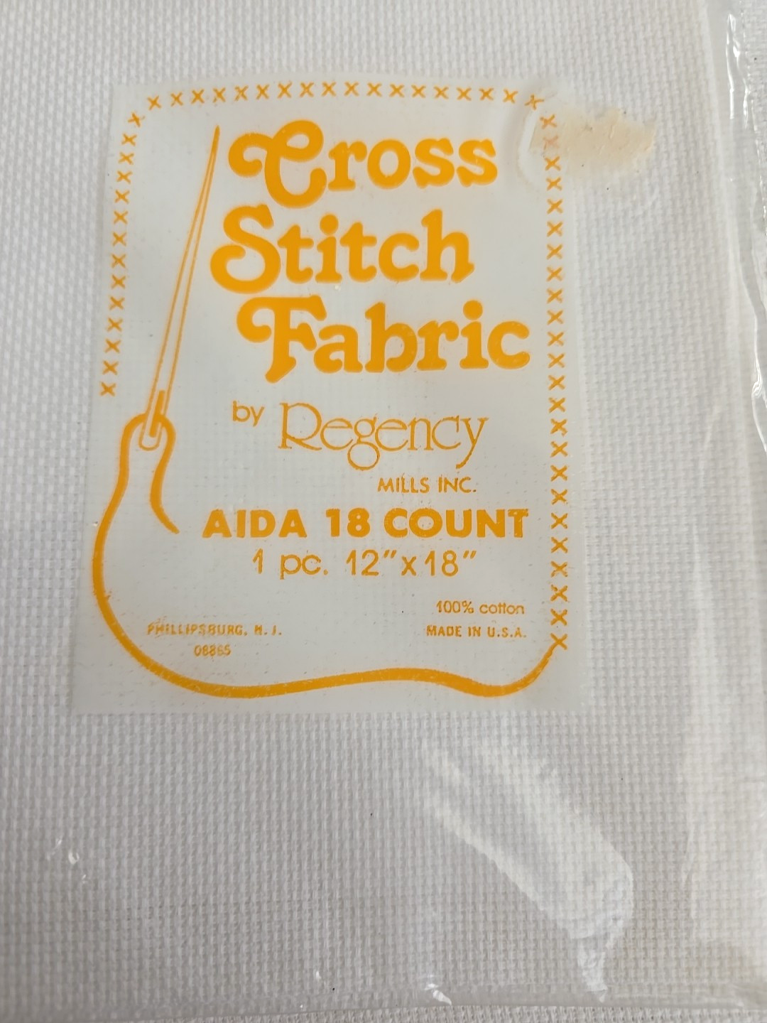 Vtg Cross Stitch Fabric by Regency Mills Aida 18 Count 36"x48" White ...