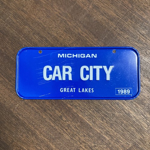 Michigan Car City 4.75x2in Vintage Metal Mini Bike Souvenir License ...
