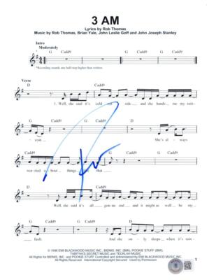 Rob Thomas of Matchbox Twenty Signed Autograph 3AM Sheet Music w ...