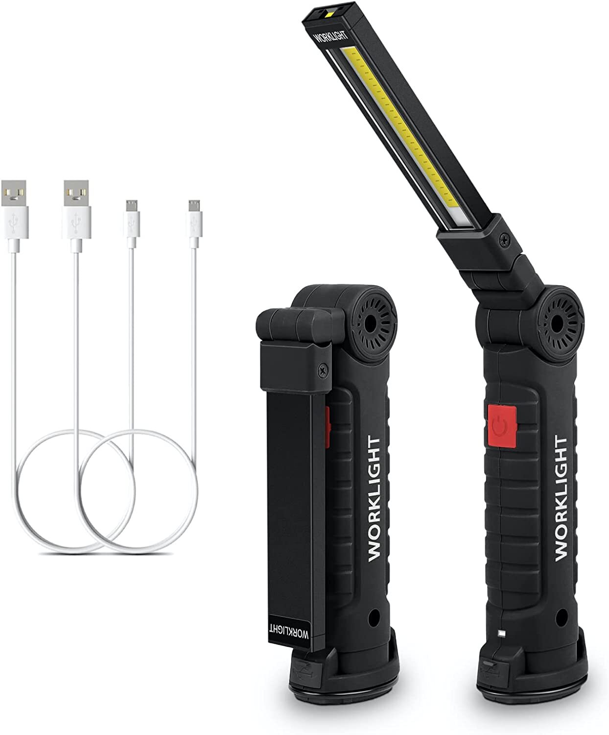 2 Pack LED Work Light Large, COB Rechargeable Work Lights with Magnetic ...