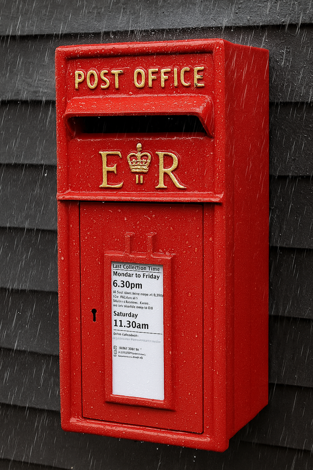 Post Box Red ER with Lock Royal Mail Design Wall Mounted Mailbox Cast ...