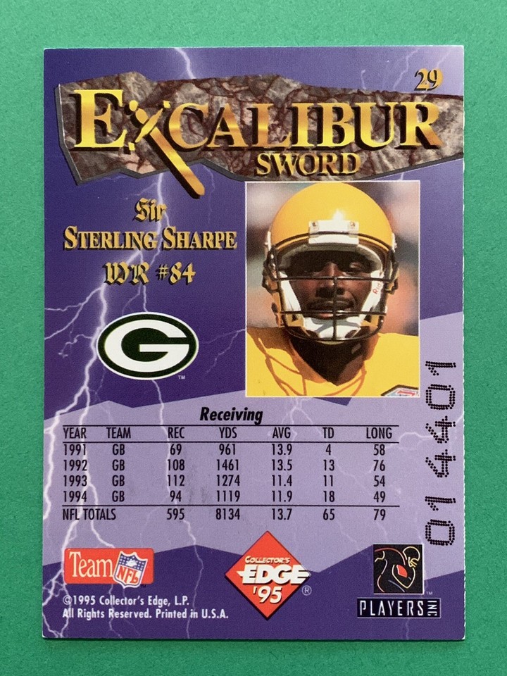 STERLING SHARPE CF HOF Signed 1995 Edge Excalibur #29 GB Packers Autograph Auto | eBay