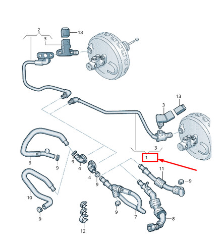 AUDI A4 B8 VACUUM PIPE WITH NON-RETURN VALVE LHD 8K1611931N ORIGINAL NO ...