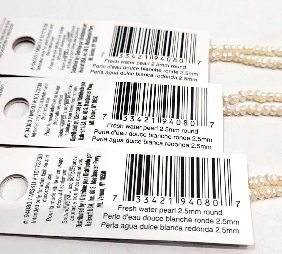 Fresh Water Pearl White Round, 2.5 mm Natural Water Pearl Round (set of ...