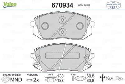Valeo Front Brake Pads 670934 581012SA51 581011DE00 | eBay Australia
