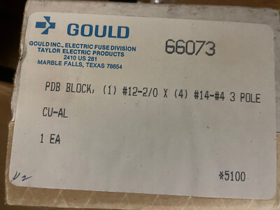 NEW in box Gould 66073 Distribution Block, 3 Pole, 600V | eBay