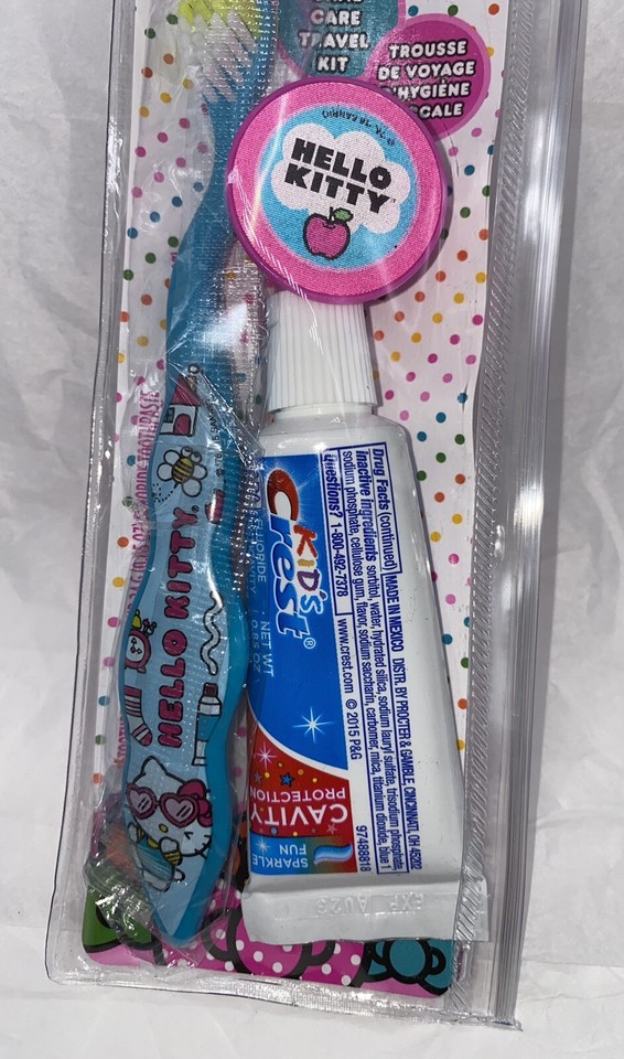 HELLO KITTY Kids Soft Toothbrush Toothpaste Travel Kit NEW Blue, Pink ...
