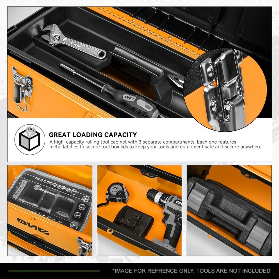 Rolling Wheel 3Tier Stackable Trolley Toolbox Storage w/Extendable ...