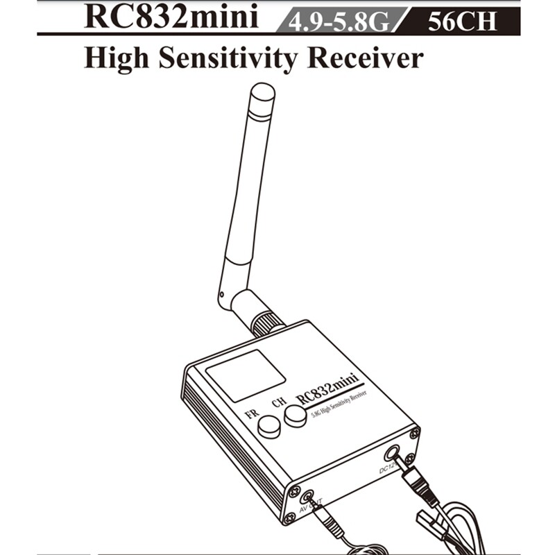 RC832Mini 5.8G 56Ch High Sensitivity Receiver Wireless Receiver with A ...
