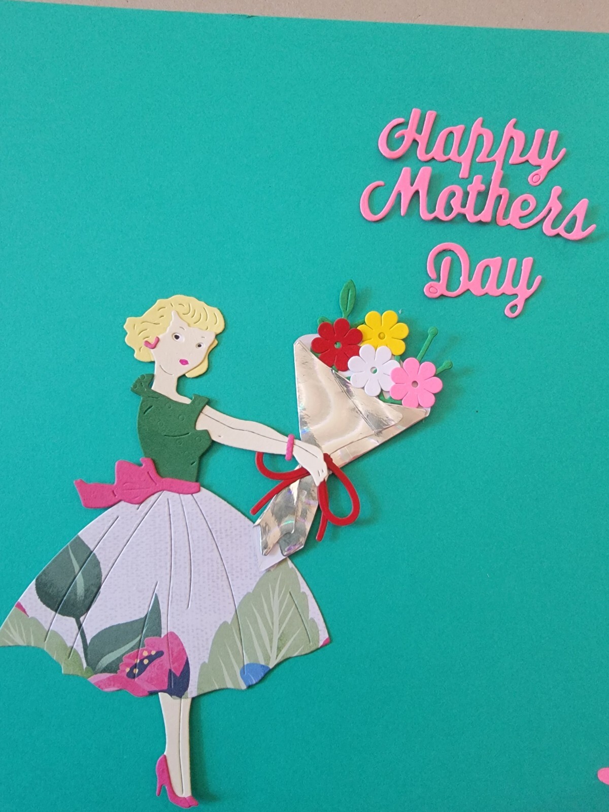 Happy Mother's Day Fancy Lady With Bouquet Cardstock Die-Cuts scrapbook ...