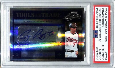 2004 Playoff Abs. Mem. Blue CRAIG BIGGIO Signed Auto Graded PSA/DNA 10 ...