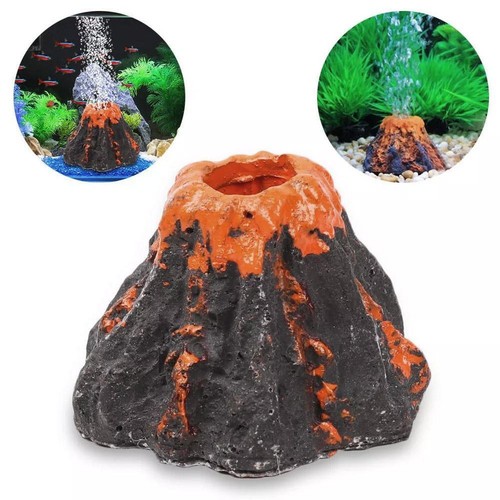 Aquarium Volcano Shape&Air Bubble Stone Oxygen Pump Fish Tank Ornament ...