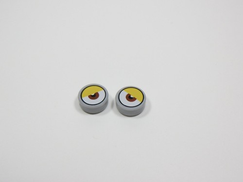 LEGO 2 Light Gray 1x1 Printed Eye Tile Yellow Eyelid Minifig E1 | eBay