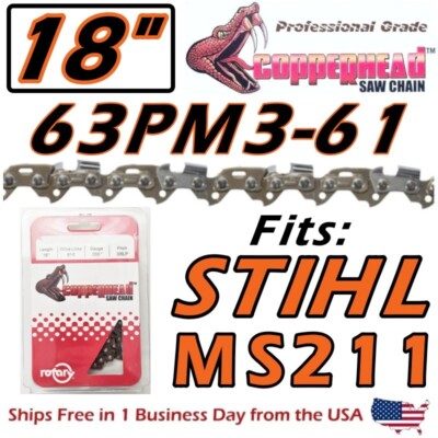 COPPERHEAD 18" SAW CHAIN FITS STIHL MS241 MS211 63PM3-61 3636 005 0061 ...