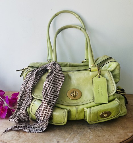 Used Coach Legacy Stripe Lining Peyton Limited Satchel Bag Green ...