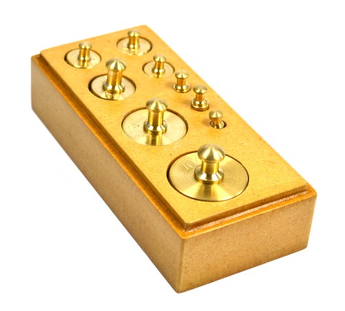 - 9-Piece Brass Weight Set, Primary Weights (1g-100g), Educational Lab ...
