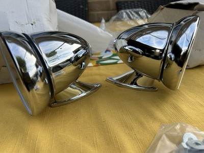 Classic Vintage Style Car Chrome Racing Bullet Torpedo Wing Mirrors as ...