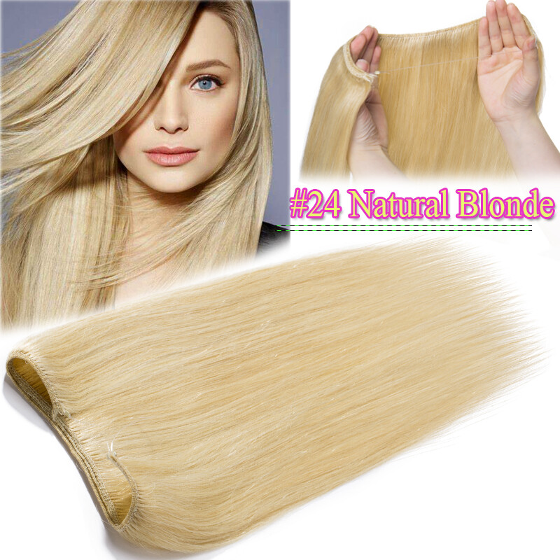 Balayage Line Weft Wire In Human Remy Hair Extensions Headband WAVY One ...