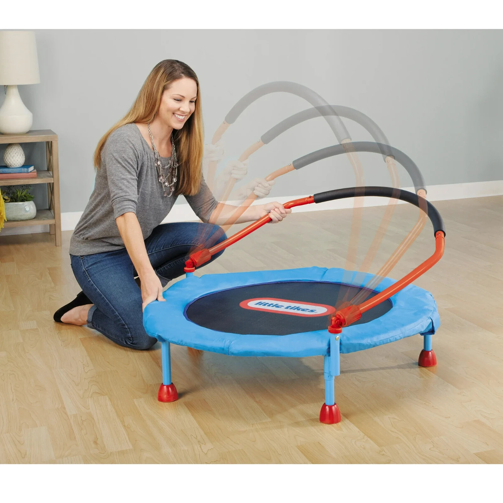 Little Tikes Easy Store 3-Foot Trampoline, with Hand Rail, Blue | eBay