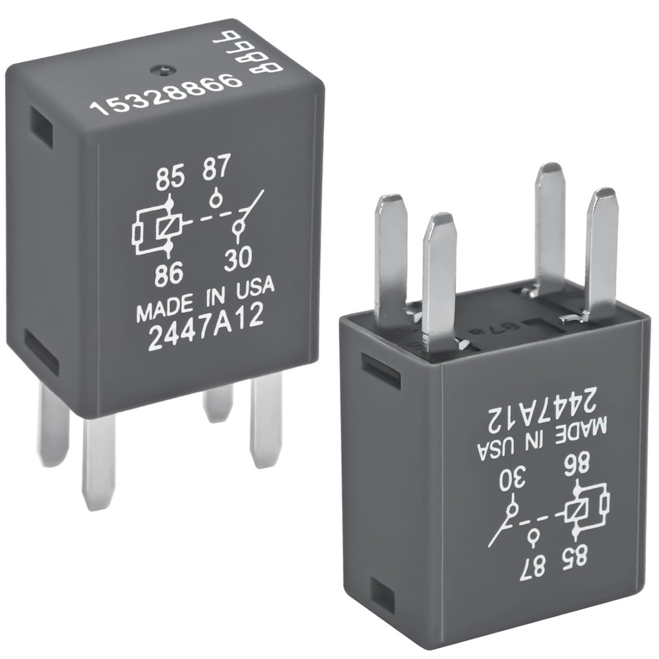 15328866 Automotive Relay (Pack of 2), 12VDC 20A 4 Terminal Multi-Use ...