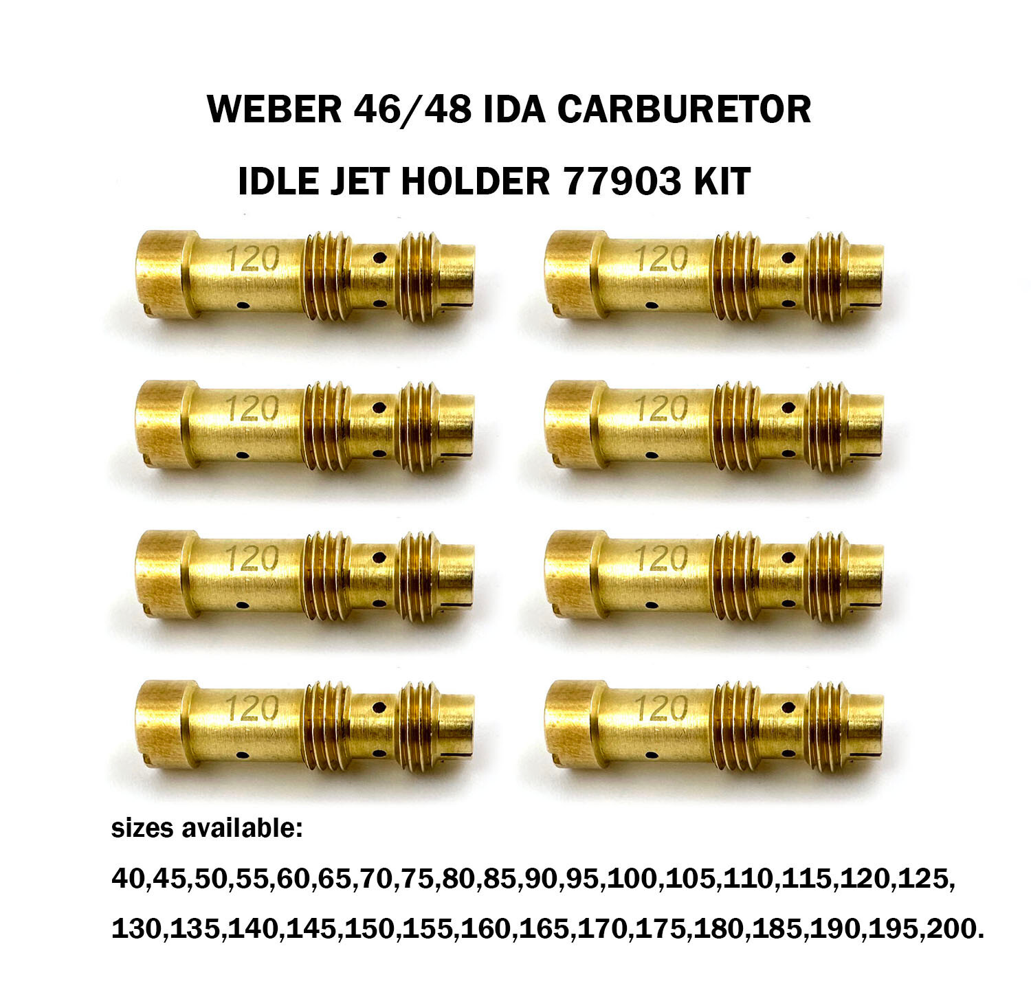 Weber 46/48 IDA Carburetor Idle Jet Holders 77903 Kit | 8PCS | Brass ...