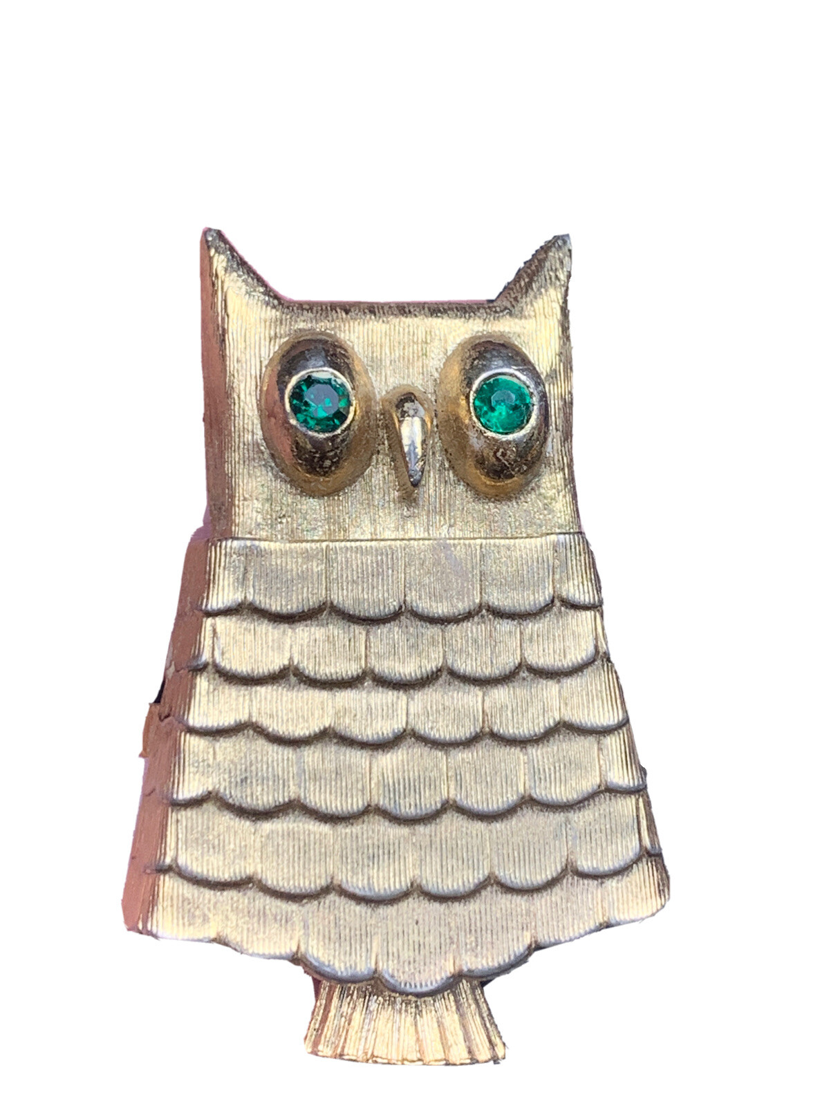 Vintage Brooch Pin Signed Avon Owl Perfume Holder Gre… - Gem