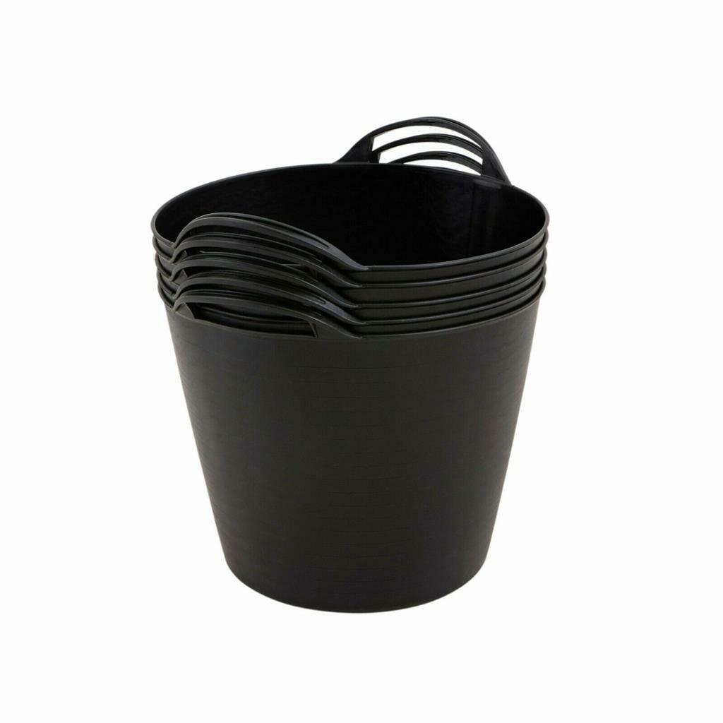 BiGDUG x5 26L Flexi Tub Packs Black Plastic Tubs 26 42 65 Litre Multi ...