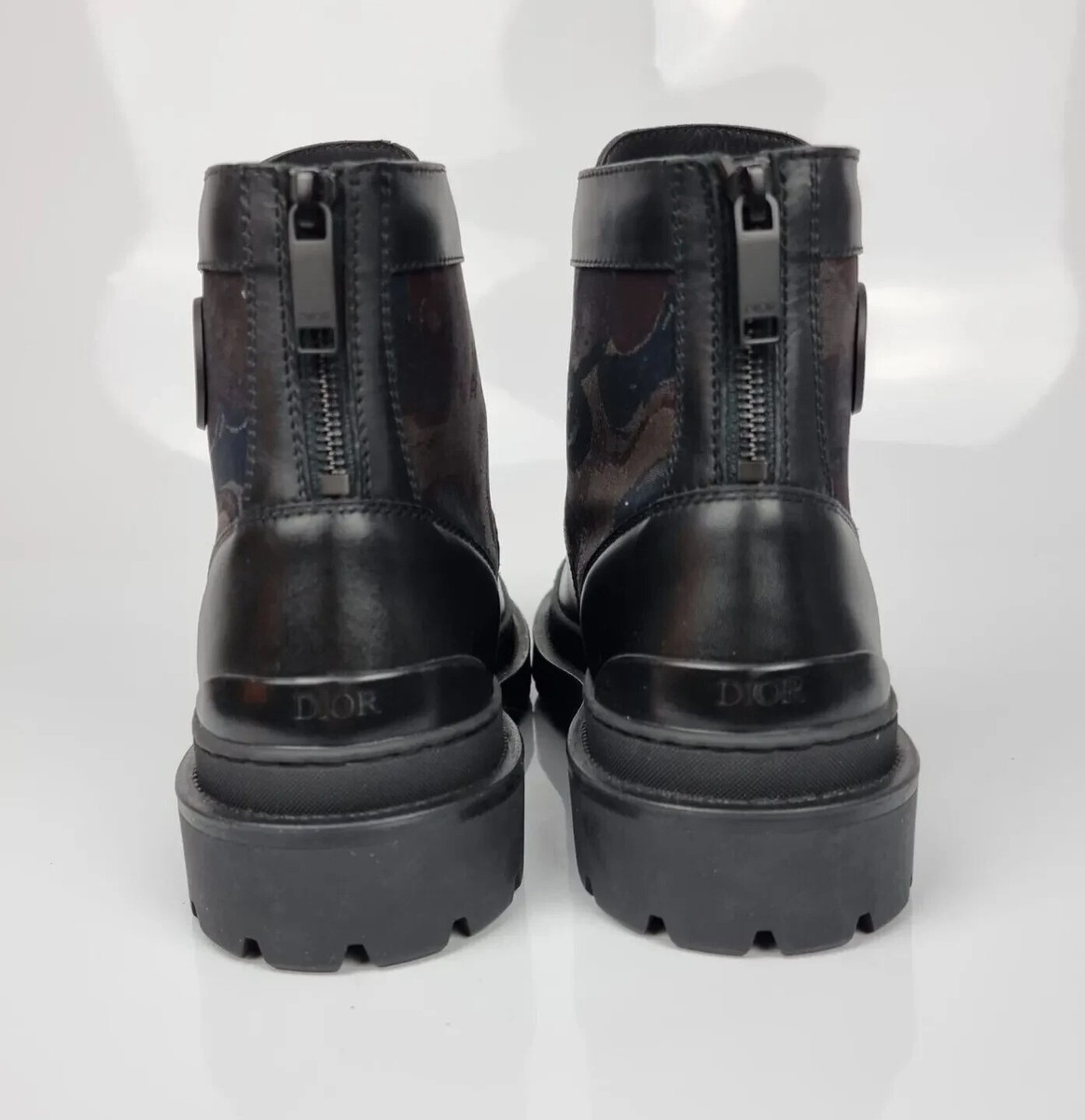 Dior Homme Explorer Camouflage Black Leather Boots New Size Dior Homme Explorer Camouflage Black Leather Boots New Size