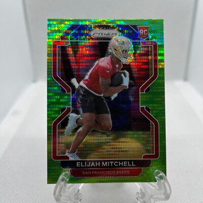 2021 Prizm Elijah Mitchell Neon Green Pulsar Prizm Rookie RC #399 49ers ...