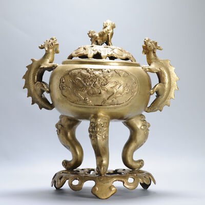 Huge Antique Vietnamese Bronze Brass Incense Burner Marked | eBay