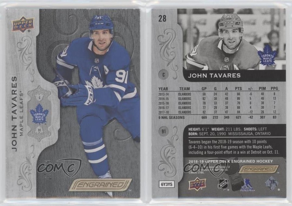 2018-19 Upper Deck Engrained Black 27/49 John Tavares #28 4p5 | eBay