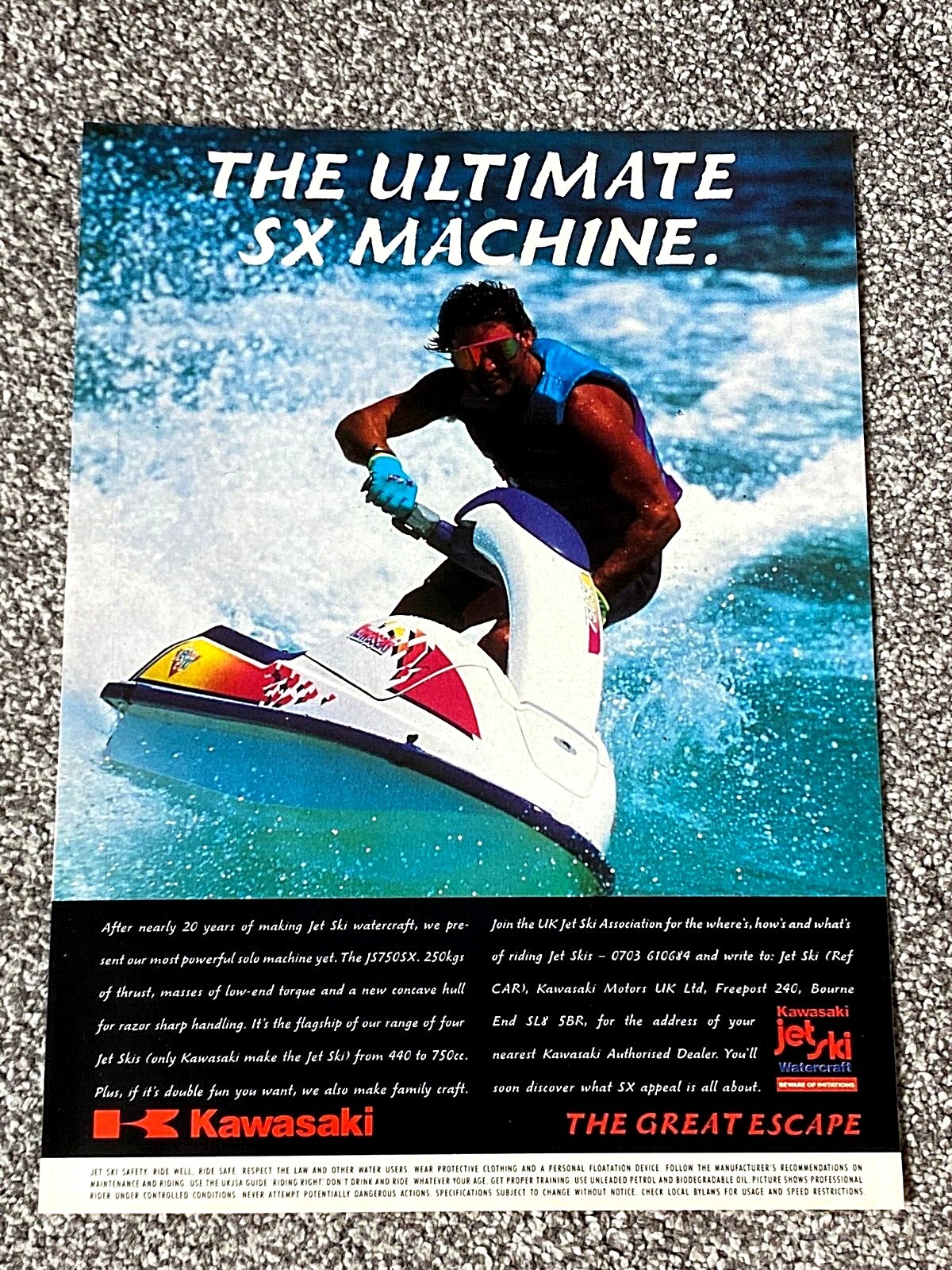 Retro Vintage 1992 Magazine Advert Art Picture Kawasaki JS750SX Jet Ski ...