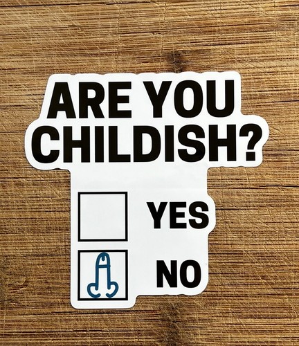 Funny Are You Childish Vinyl Sticker 4x4 inches Adult Humor Laptop ...