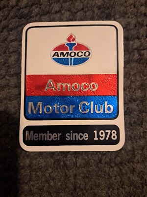 AMOCO Motor Club Original Vintage Reflective Decal Sticker Approx 3.5"× ...