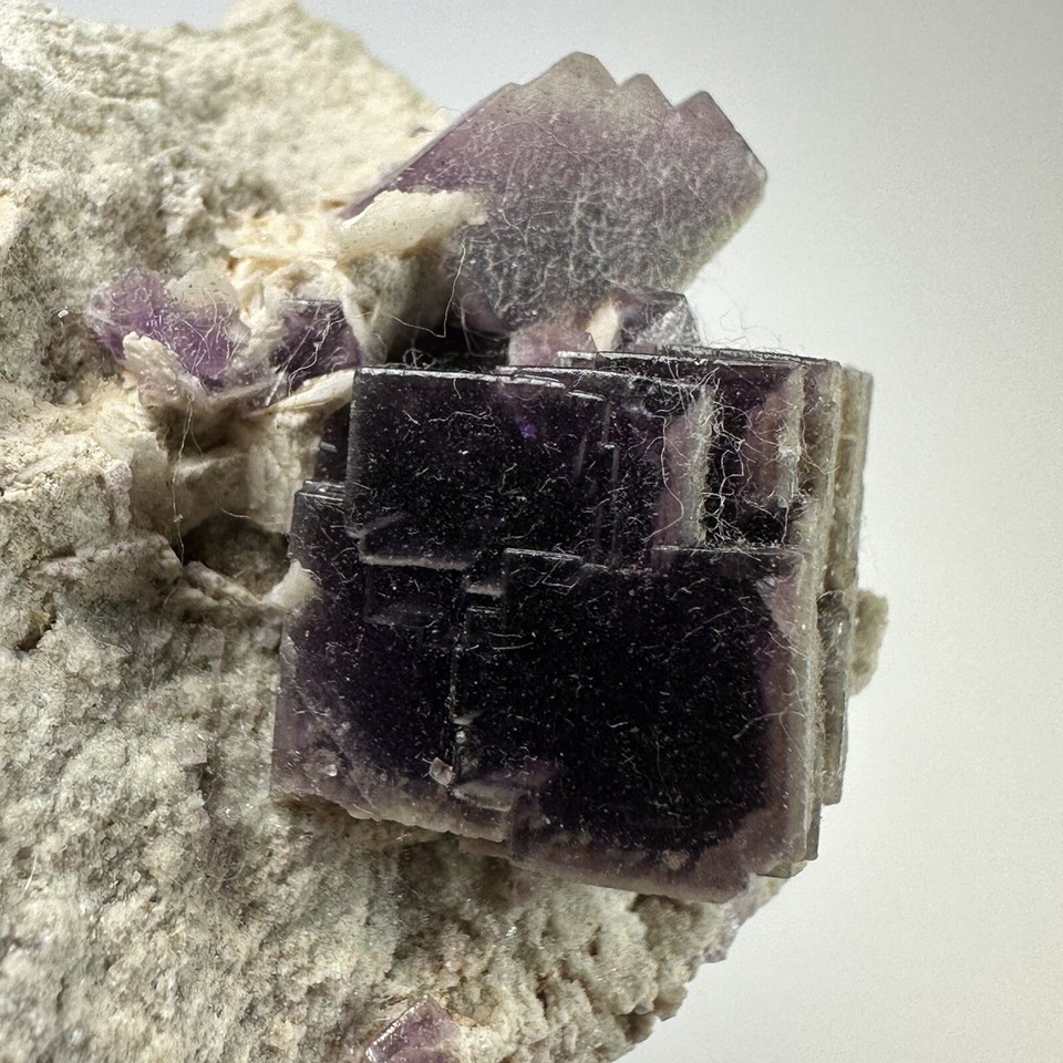 Purple Fluorite Crystals On Matrix Asturias Spain Mineral Specimen 132g ...