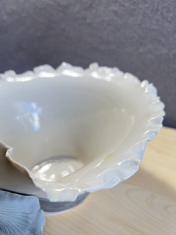 Beautiful Signed Clay Vase Vintage Iris Handmade Porcelain Delicate ...