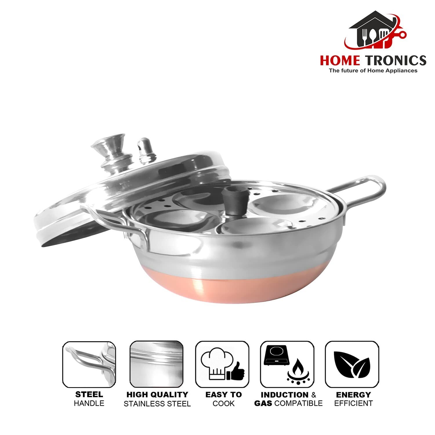 2 Plate Stainless Steel Idly Cooker with Lid, High Grade Whistle (8 ...