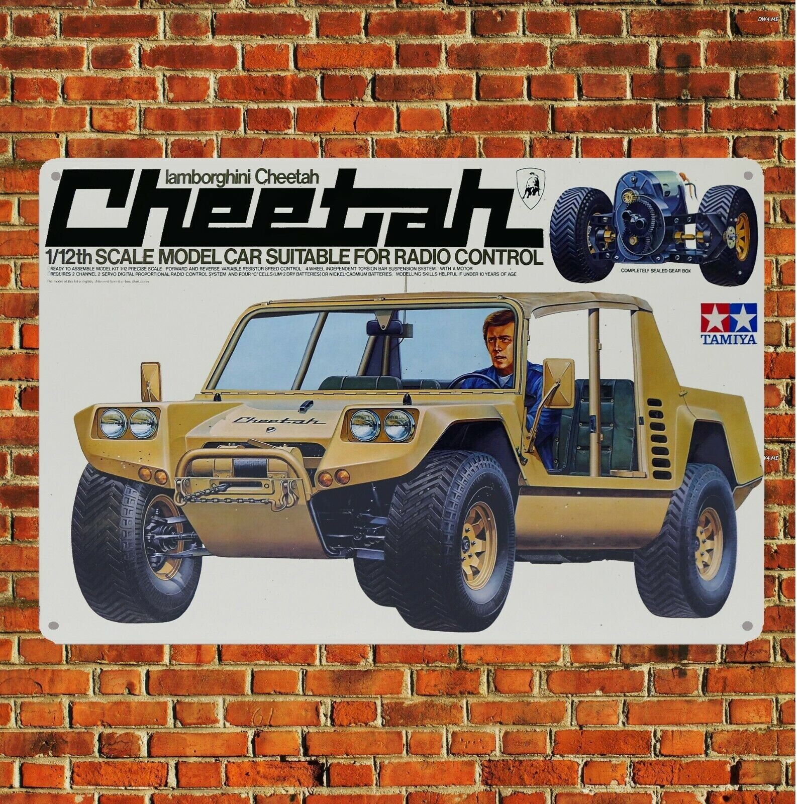 Metal Poster Vintage Rc Car Tin Sign Plaque Tamiya Lamborghini Cheetah ...