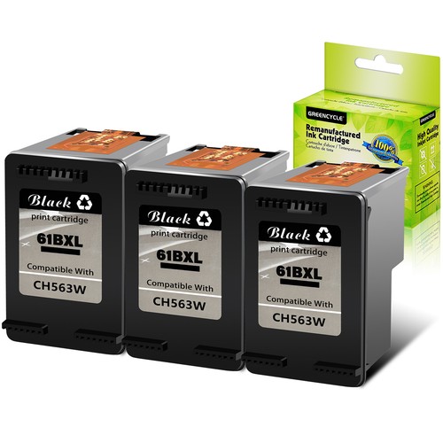 3PK 61XL Black Ink cartridge For HP ENVY 4500 4501 4502 5530 5531 5535 ...