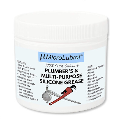 MicroLubrol Plumber's & Multi-Purpose Silicone Grease, 4 oz, Plumbing ...