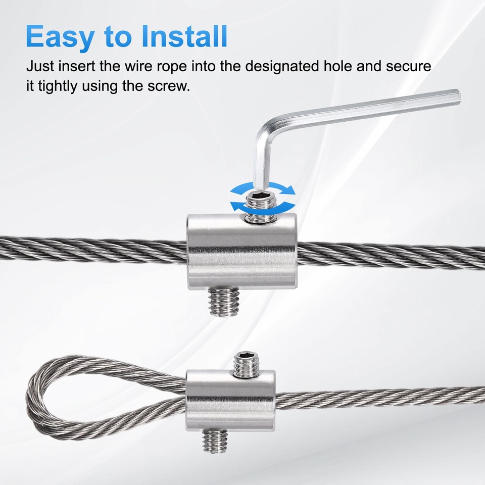 6Pcs Wire Rope Clips, 5mm ID 10mm OD Double Holes Lock Cable Clamps ...