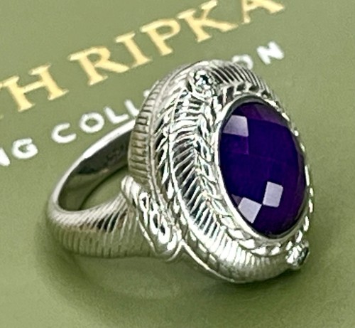 Judith Ripka Sterling Silver 925 Faceted Purple Amethyst Oval Stone ...