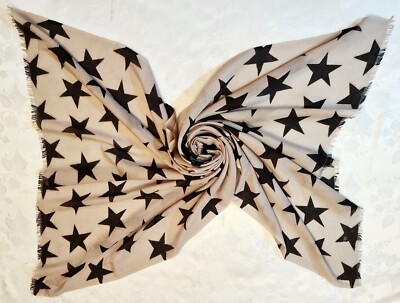 SCARF AUTHENTIC BECK SONDER GAARD STARS GRAY BLACK WOOL SILK LONG ...