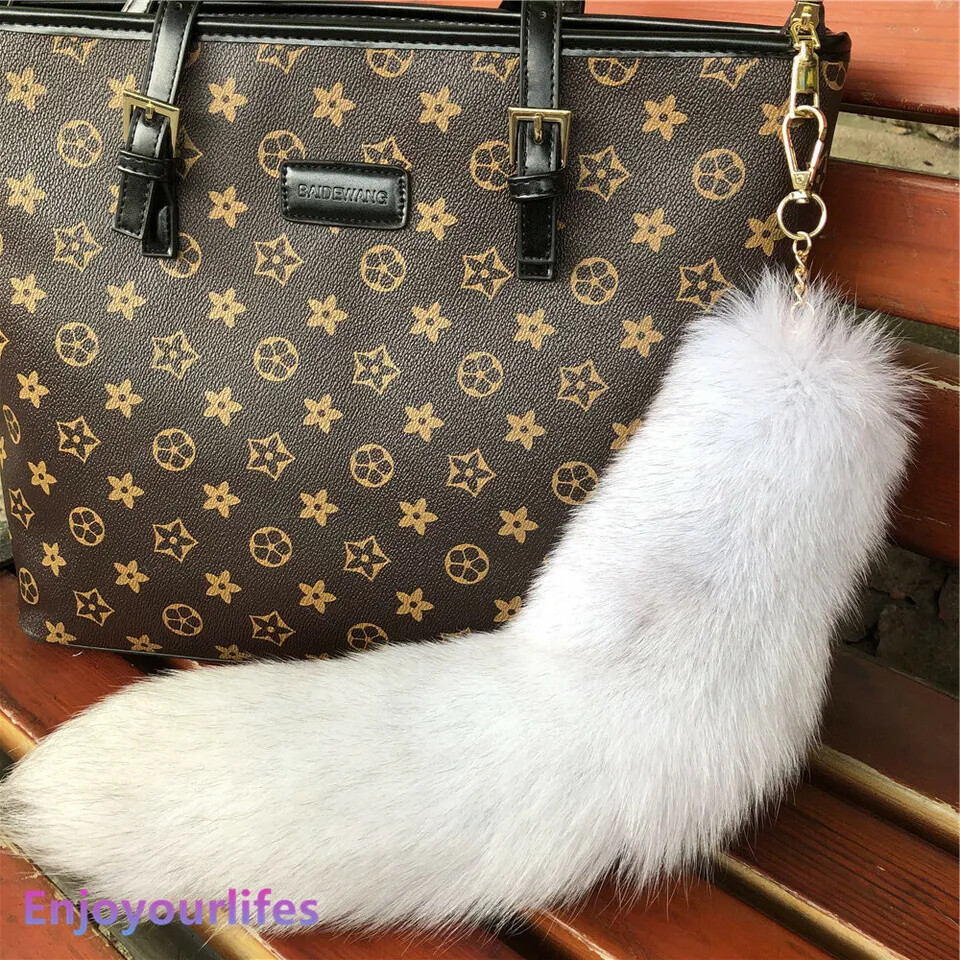 16"-18" Real Fox Fur Tail Keychain Bag Charm Purse Pendant Costume ...