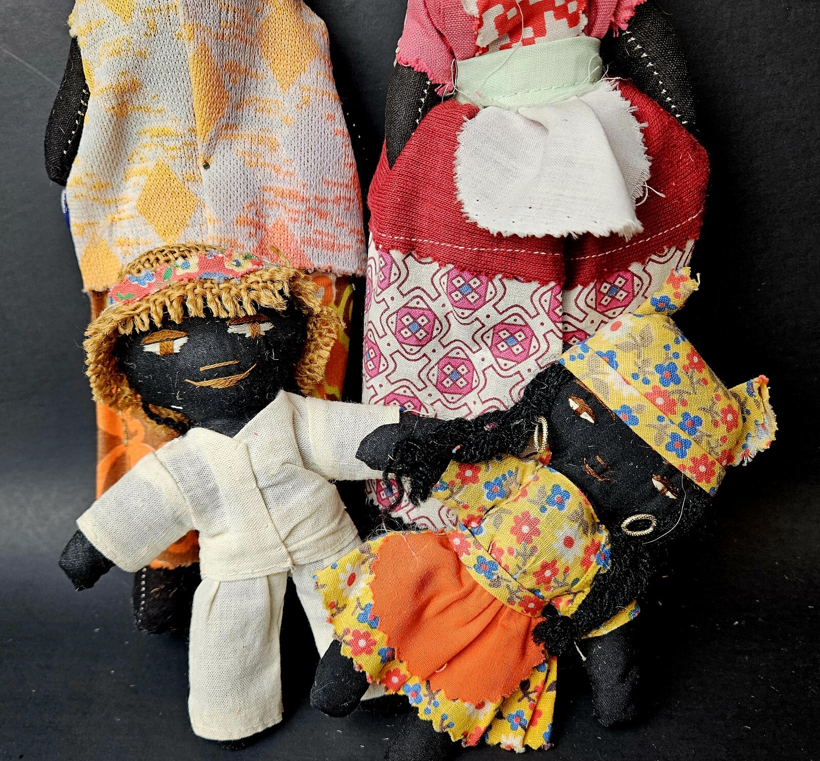 Vntage Handmade Jamaican CARRIBEAN Folkart Rag Doll Famiy Mom, Pop, Bro ...