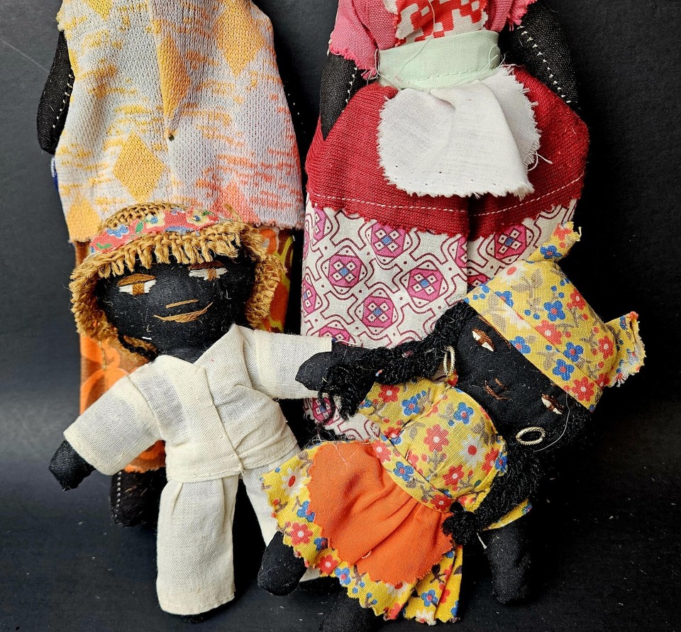 Vntage Handmade Jamaican CARRIBEAN Folkart Rag Doll Famiy Mom, Pop, Bro ...