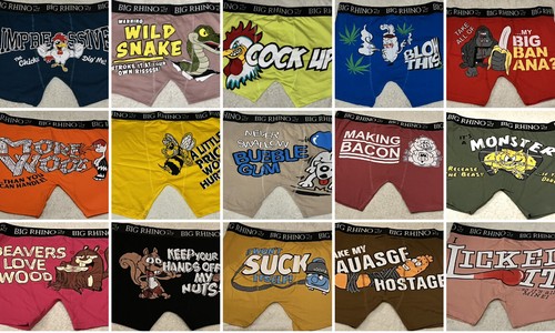 Mens Boys BIG RHINO Novelty Rude Boxer Trunks Shorts Underwear Birthday ...
