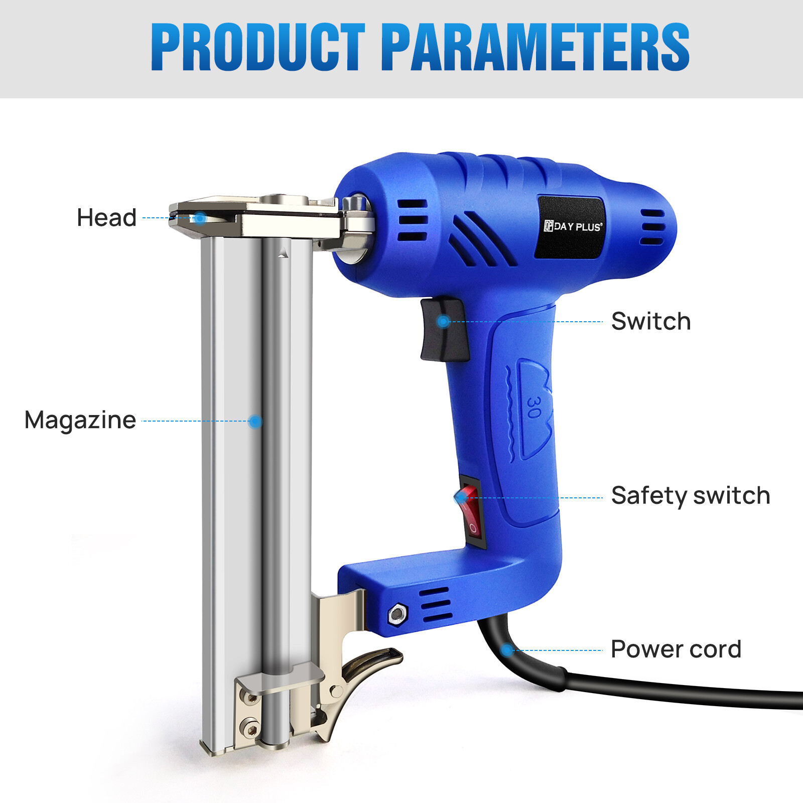 DayPlus 1080w Nail Staple Gun Cordled Electric Heavy Duty Stapler ...